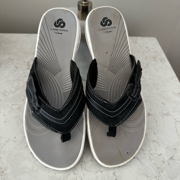 Clarks | Shoes | Clarks Cloudsteppers Black And Gray Sandals | Poshmark